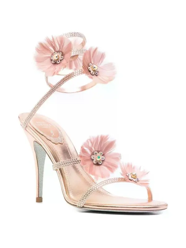 Rene Caovilla Jolene Floral-embellished Sandals - Pink