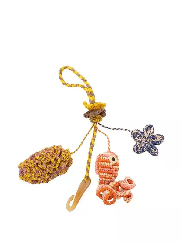 JAMIN PUECH Atlantis Raffia Bag Charm - Yellow