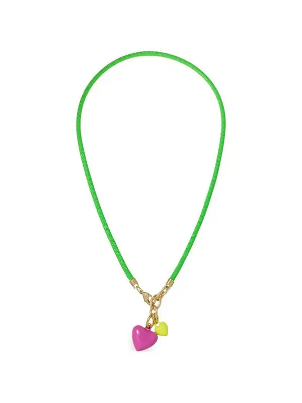 ROXANNE ASSOULIN Happy Cord Mini Double Heart Necklace - Pink