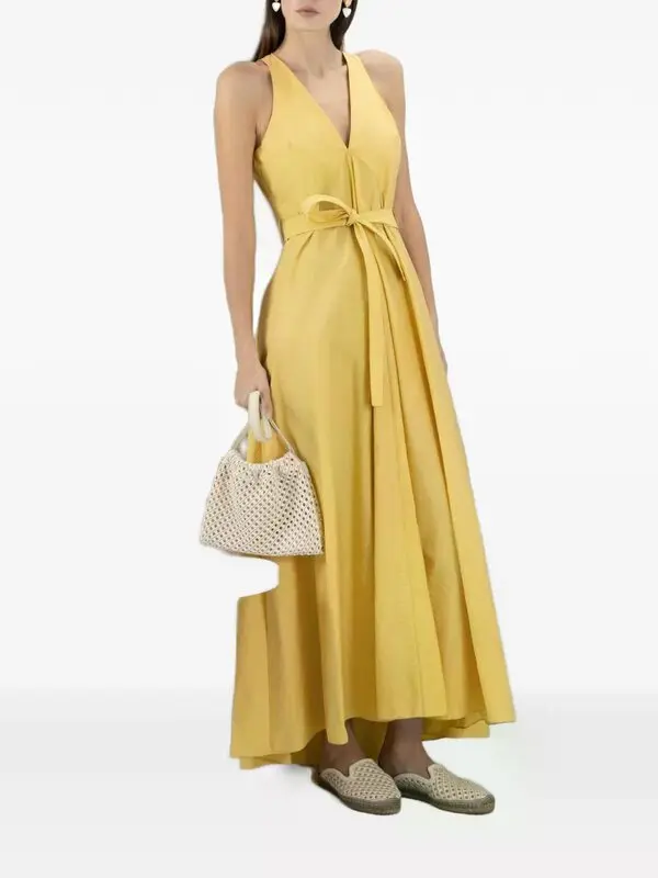 Brunello Cucinelli Belted V-neck Dress - Yellow