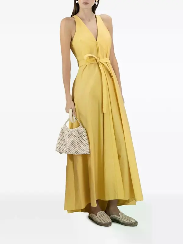 Brunello Cucinelli Belted V-neck Dress - Yellow
