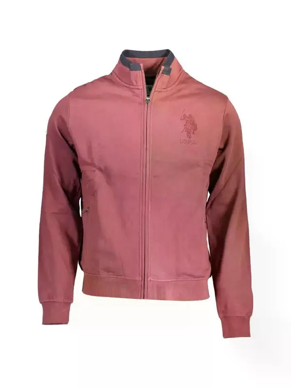 U.s. Polo Assn. Logo-embroidered Zip-up Sweater - Pink