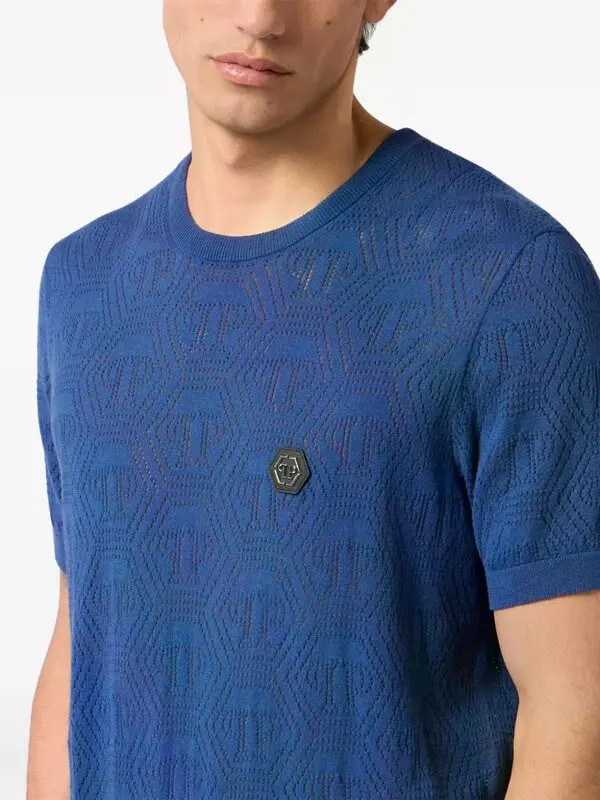 Philipp Plein Monogram-pattern T-shirt - Blue