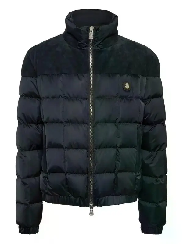 BILLIONAIRE Quilted Suede-panel Puffer Jacket - Blue