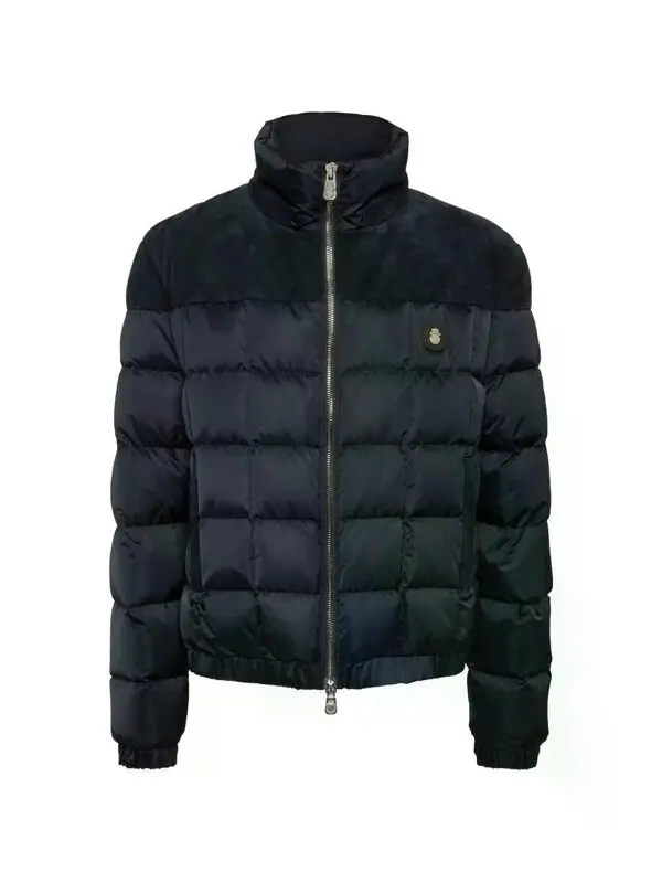 BILLIONAIRE Quilted Suede-panel Puffer Jacket - Blue