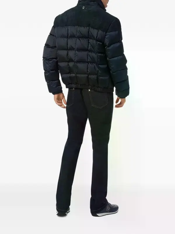 BILLIONAIRE Quilted Suede-panel Puffer Jacket - Blue