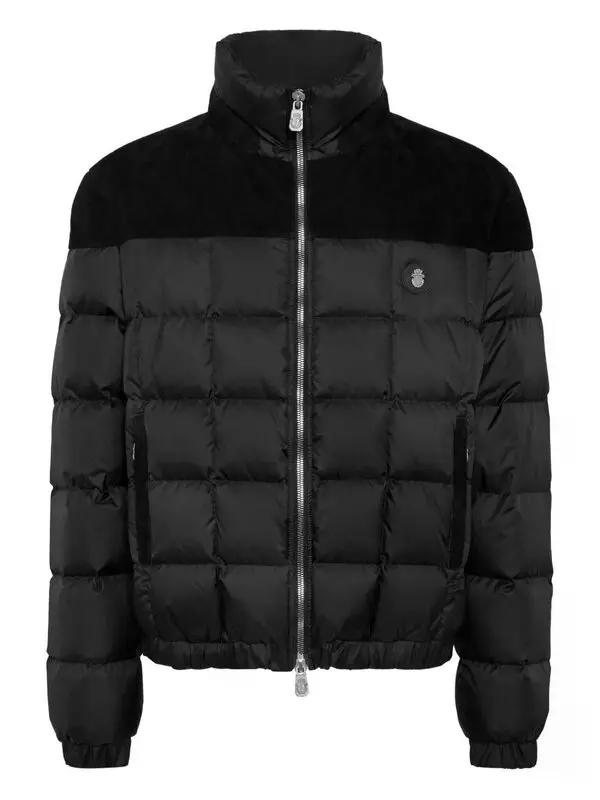 BILLIONAIRE Quilted Suede-panel Puffer Jacket - Black