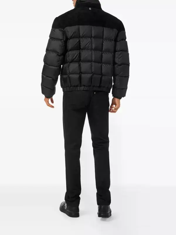 BILLIONAIRE Quilted Suede-panel Puffer Jacket - Black