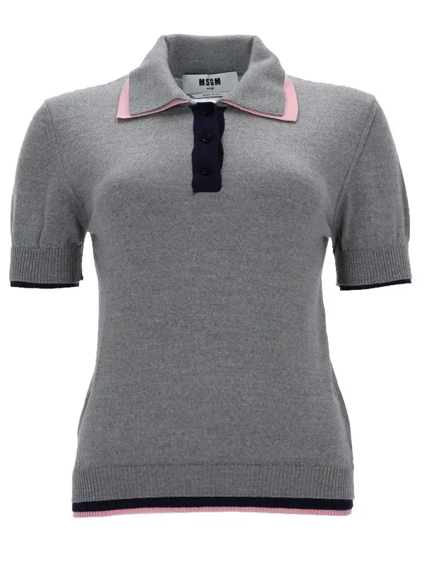 MSGM Polo In Wool With Double Border