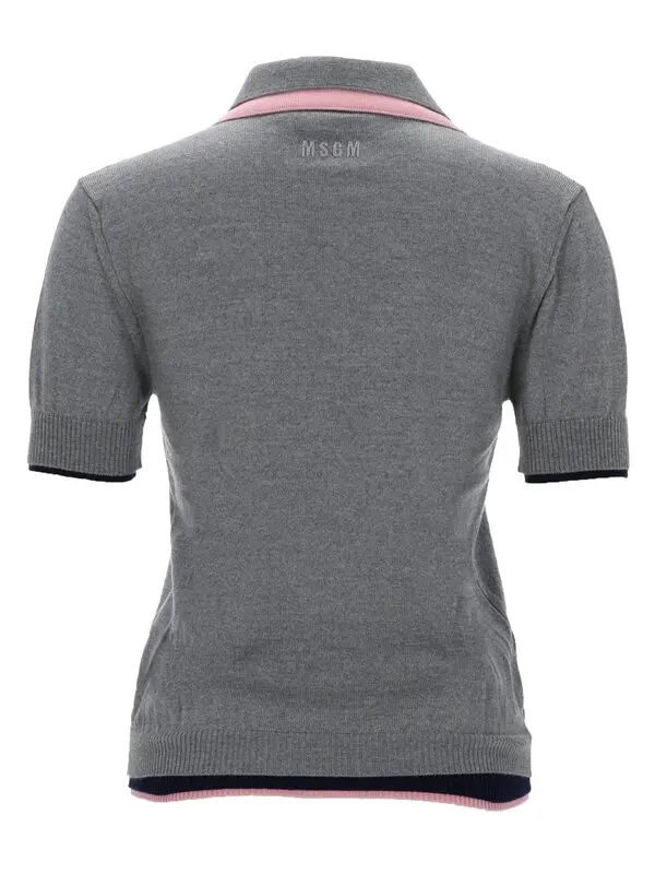 MSGM Polo In Wool With Double Border