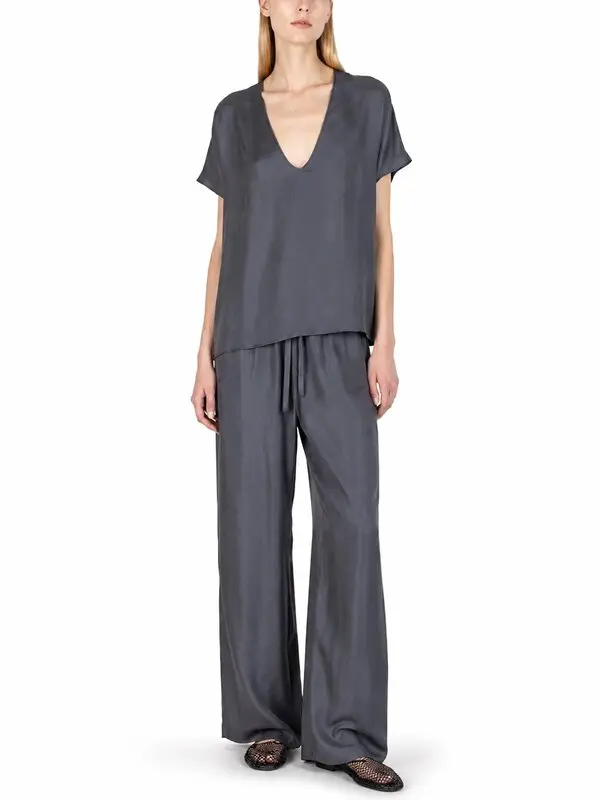 ALYSI Twill Silk Blouse - Charcoal