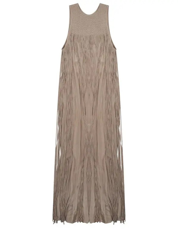 ALYSI Fringed Maxi Dress - Powder