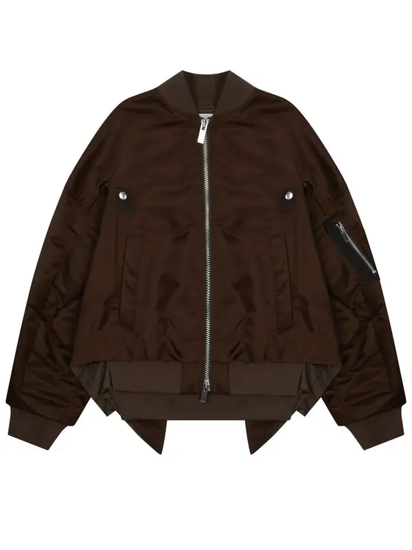 Sacai Cropped Bomber Jacket - Brown