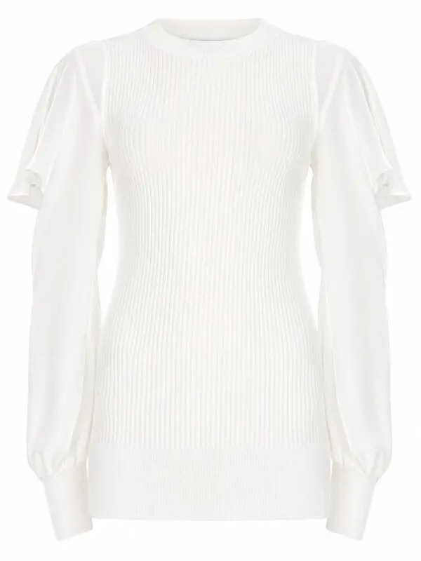 Sacai Top With Sheer Sleeves - White