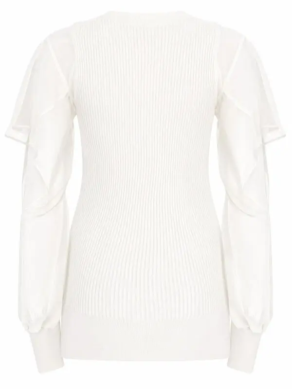 Sacai Top With Sheer Sleeves - White