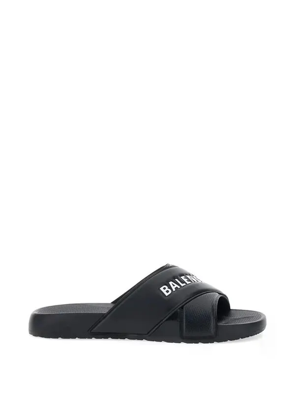 Balenciaga Sportypool Logo-print Crossover Sandals - Black