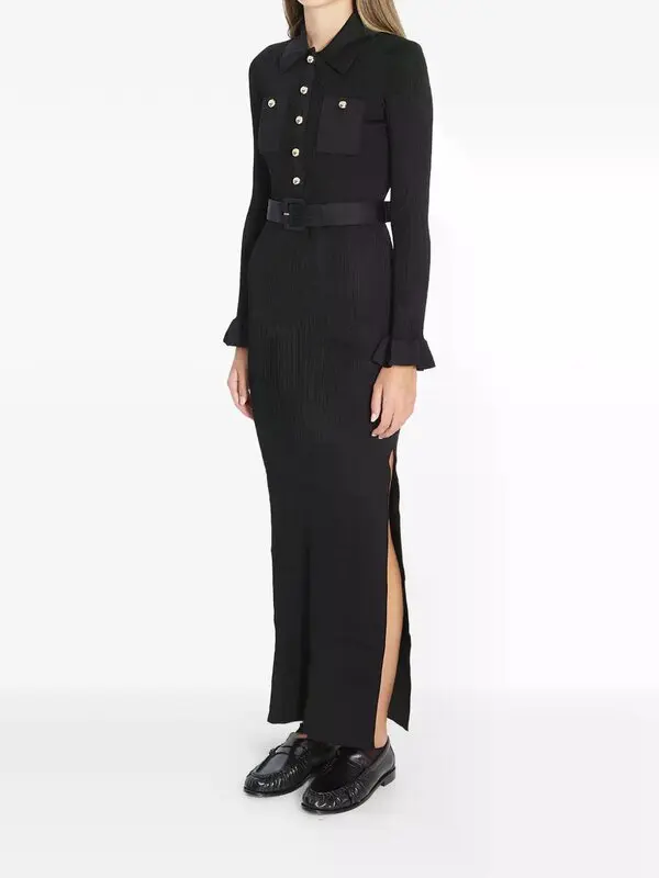 SELF-PORTRAIT Ribbed Frill Maxi Dress