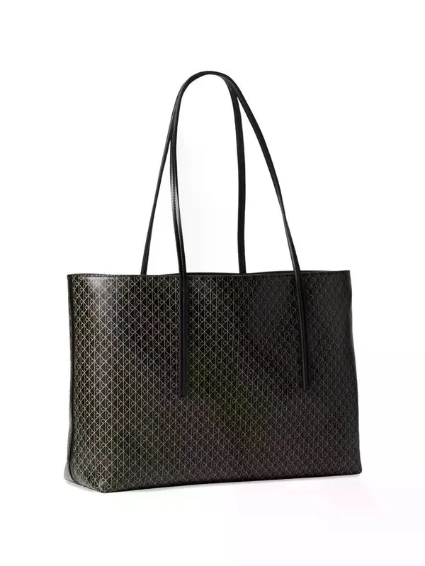 Calvin Klein Monogram-pattern Logo-plaque Tote Bag - Black