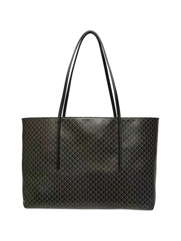 Calvin Klein Monogram-pattern Tote Bag With Logo Plaque - Black