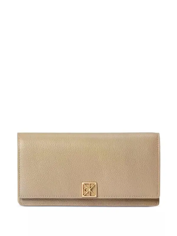 Calvin Klein Logo-plaque Grained Wallet - Neutrals