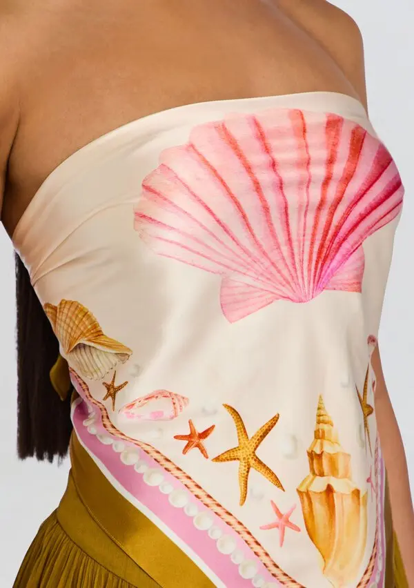 Retrofete Alivia Silk Top - Ochre Shell Foulard