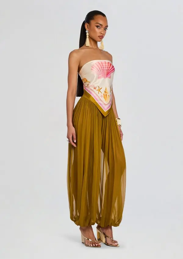 Retrofete Alivia Silk Top - Ochre Shell Foulard
