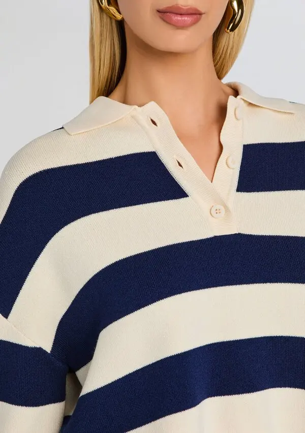 SEROYA Ryla Pullover Sweater - Eggshell/navy