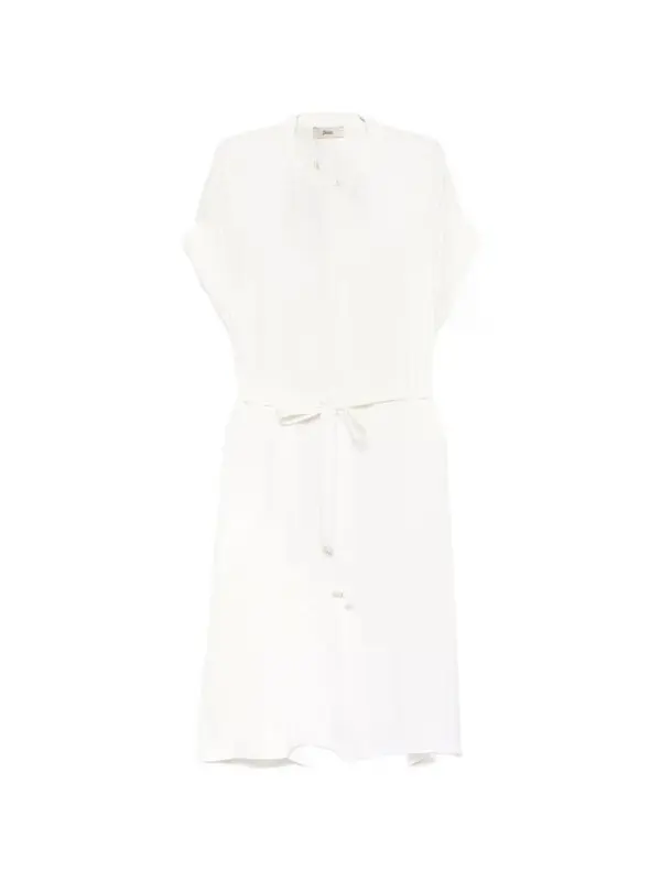 Herno Band-collar Short-sleeve Midi Dress - White