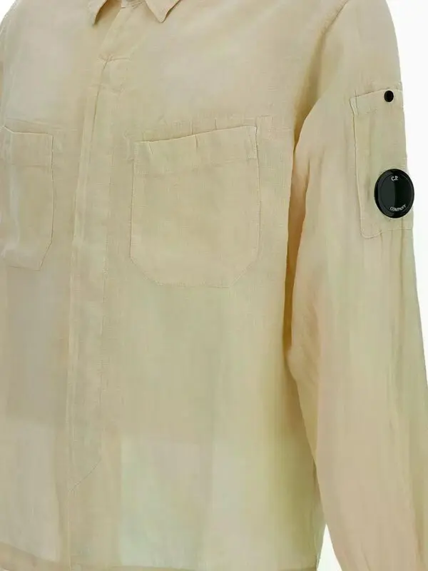 C.P. COMPANY Linen Long-sleeve Button Lens Shirt