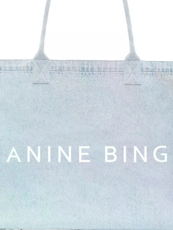 ANINE BING Logo Cotton Tote Bag - Blue