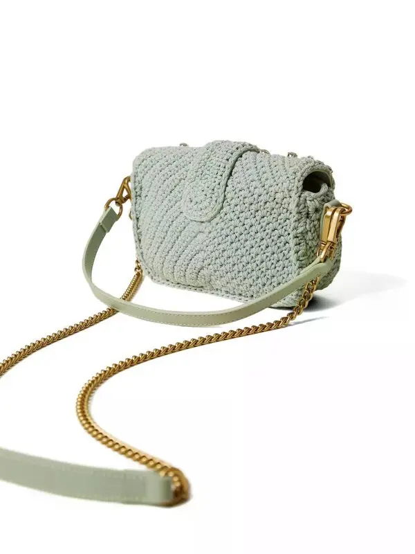 TWINSET Crochet Shoulder Bag With Rhinestone Embellishments - Blue