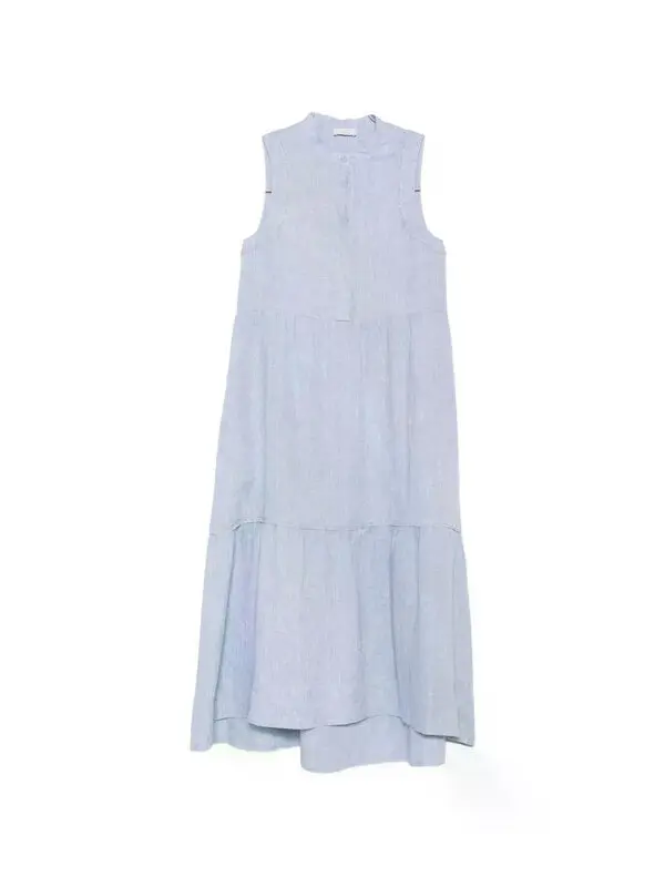 Peserico Tiered Sleeveless Midi Dress - Blue