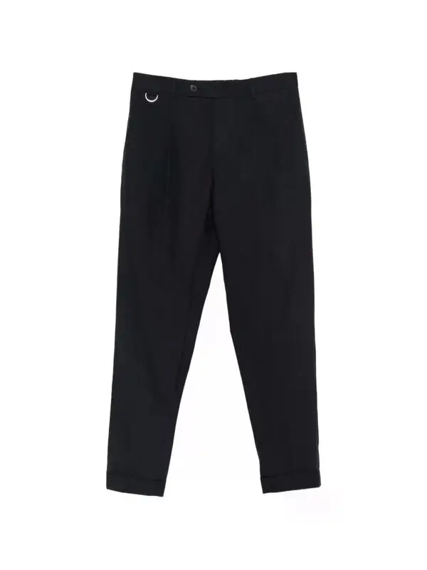 LOW BRAND Pleated D-ring Trousers - Black