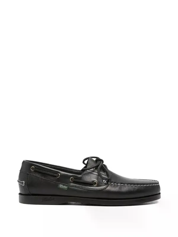 Paraboot Barth Leather Boat Shoes - Black