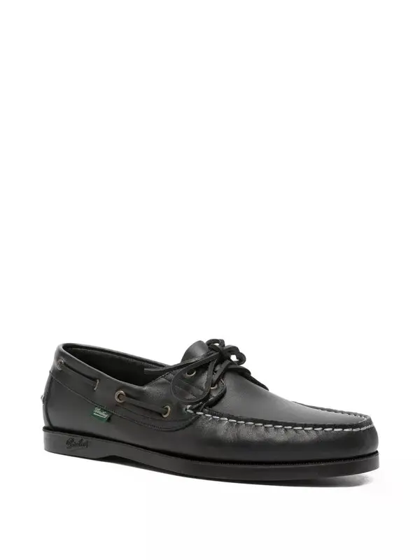 Paraboot Barth Leather Boat Shoes - Black