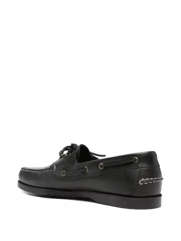 Paraboot Barth Leather Boat Shoes - Black