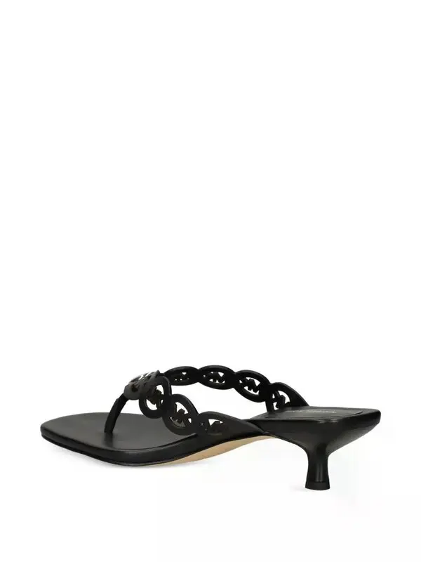 Michael Kors Logo Kitten Heel Sandals - Black