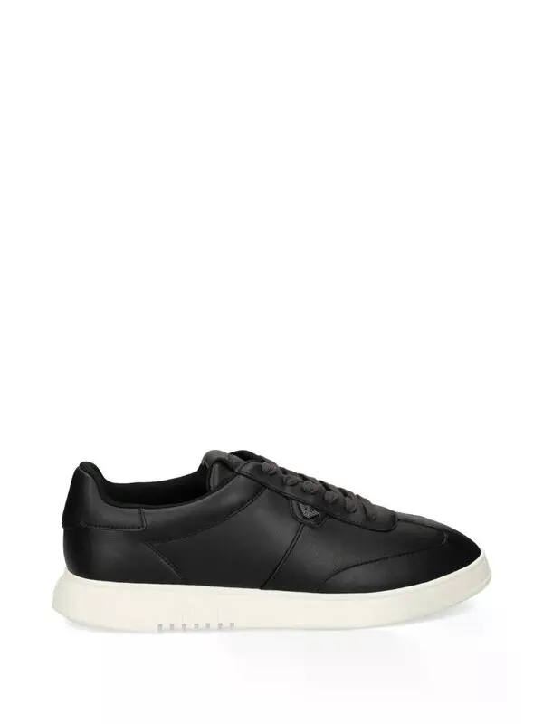 Emporio Armani Logo-plaque Leather Sneakers - Black