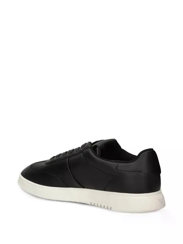 Emporio Armani Leather Sneakers With Logo Plaque
