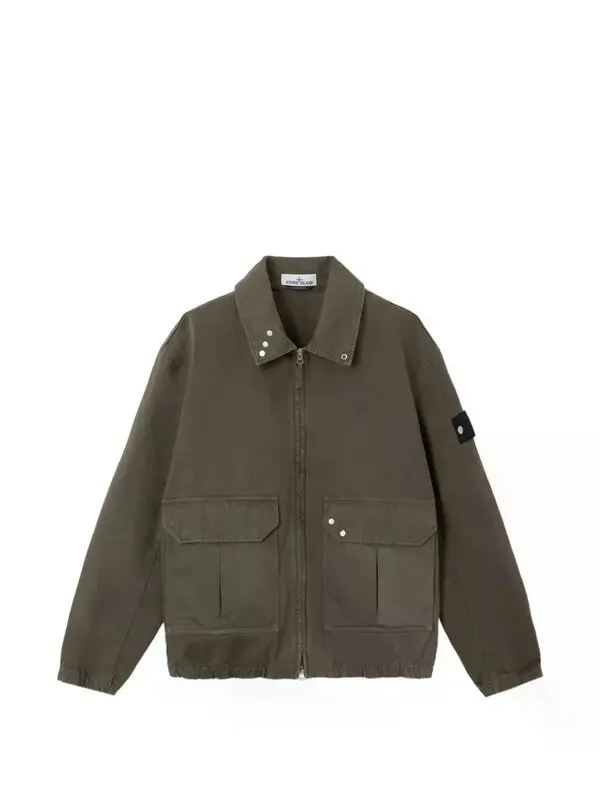 Stone Island Denim Jacket With Elbow-patch Detail - Brown