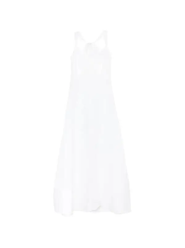 120% Lino Halterneck A-line Maxi Dress - White