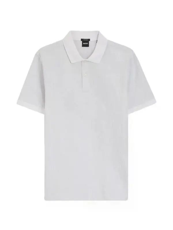 BOSS Jacquard-pattern Short-sleeve Polo Shirt - White