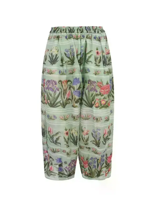 Biyan Pita Floral-print Organza Trousers - Green