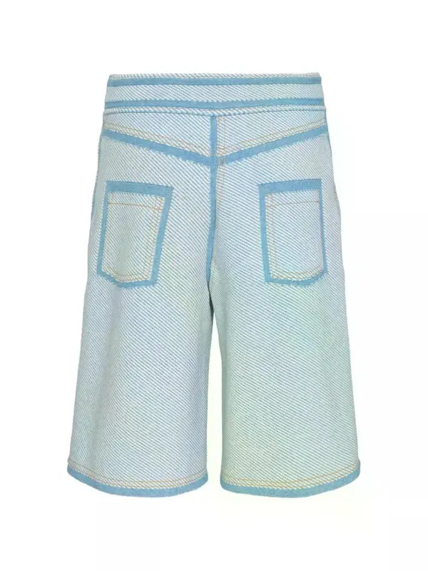 3.1 Phillip Lim Denim-print Wide Leg Shorts - Blue