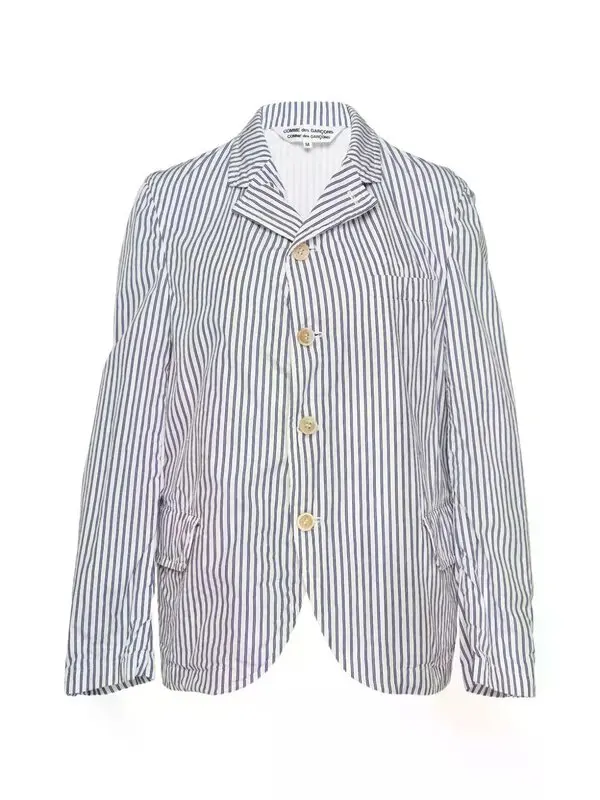 Comme Des Garçons Stripe-pattern Long-sleeve Blazer - Blue