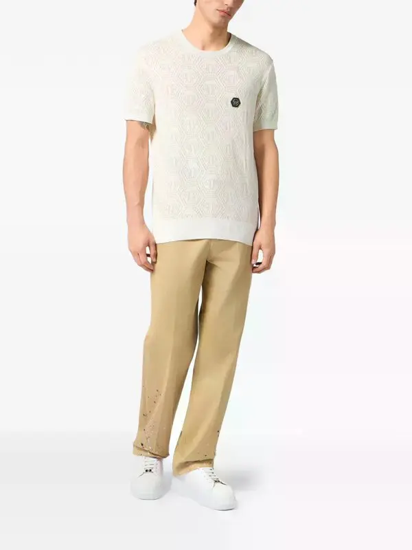 Philipp Plein Openwork Monogram T-shirt - Neutrals