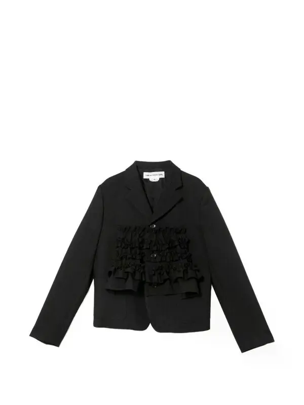 Comme Des Garçons Ruffled Camp Collar Blazer - Black