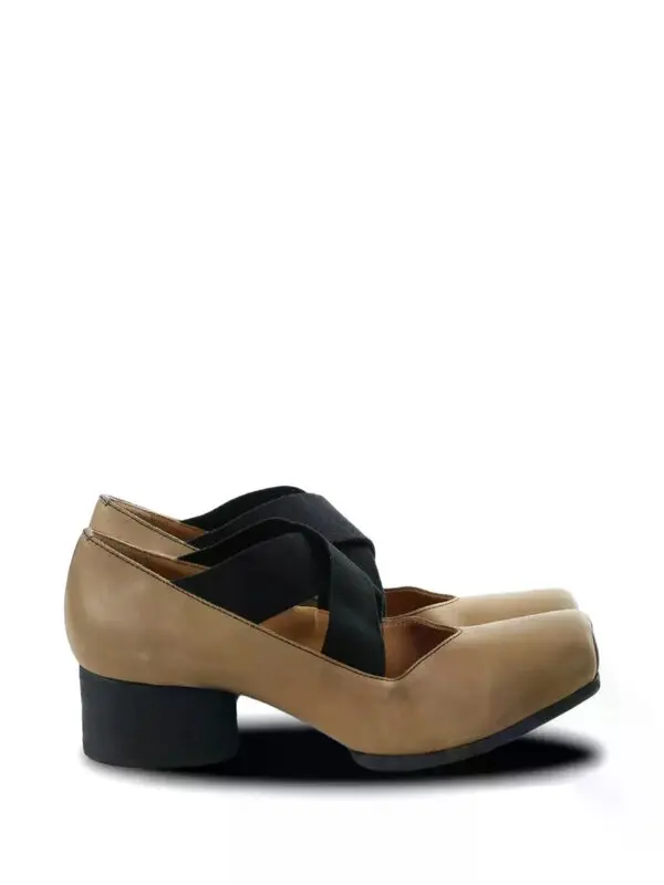 UMA WANG Cross-strap Square-toe Pumps - Brown