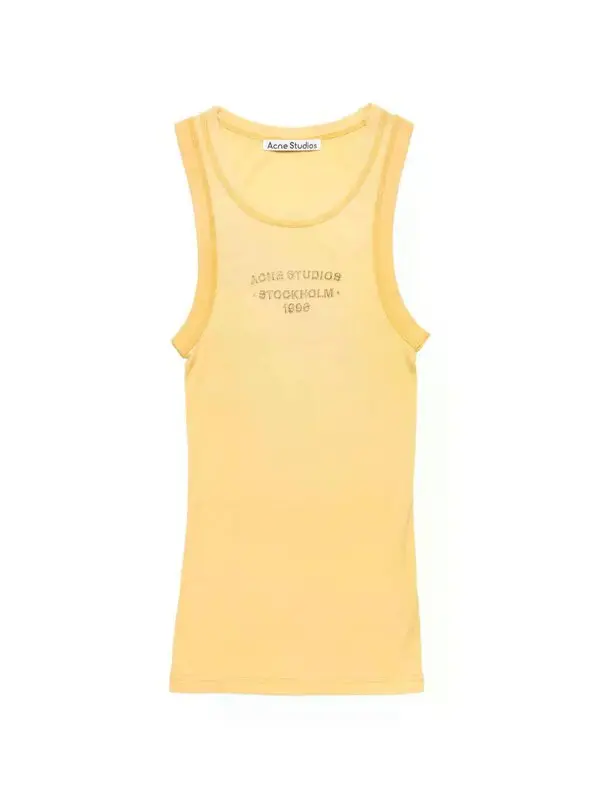Acne Studios Logo-print Ribbed Tank Top - Yellow