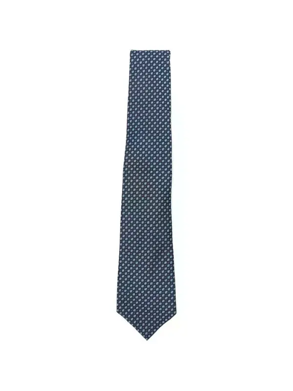 Kiton Geometric-pattern Silk Tie - Blue